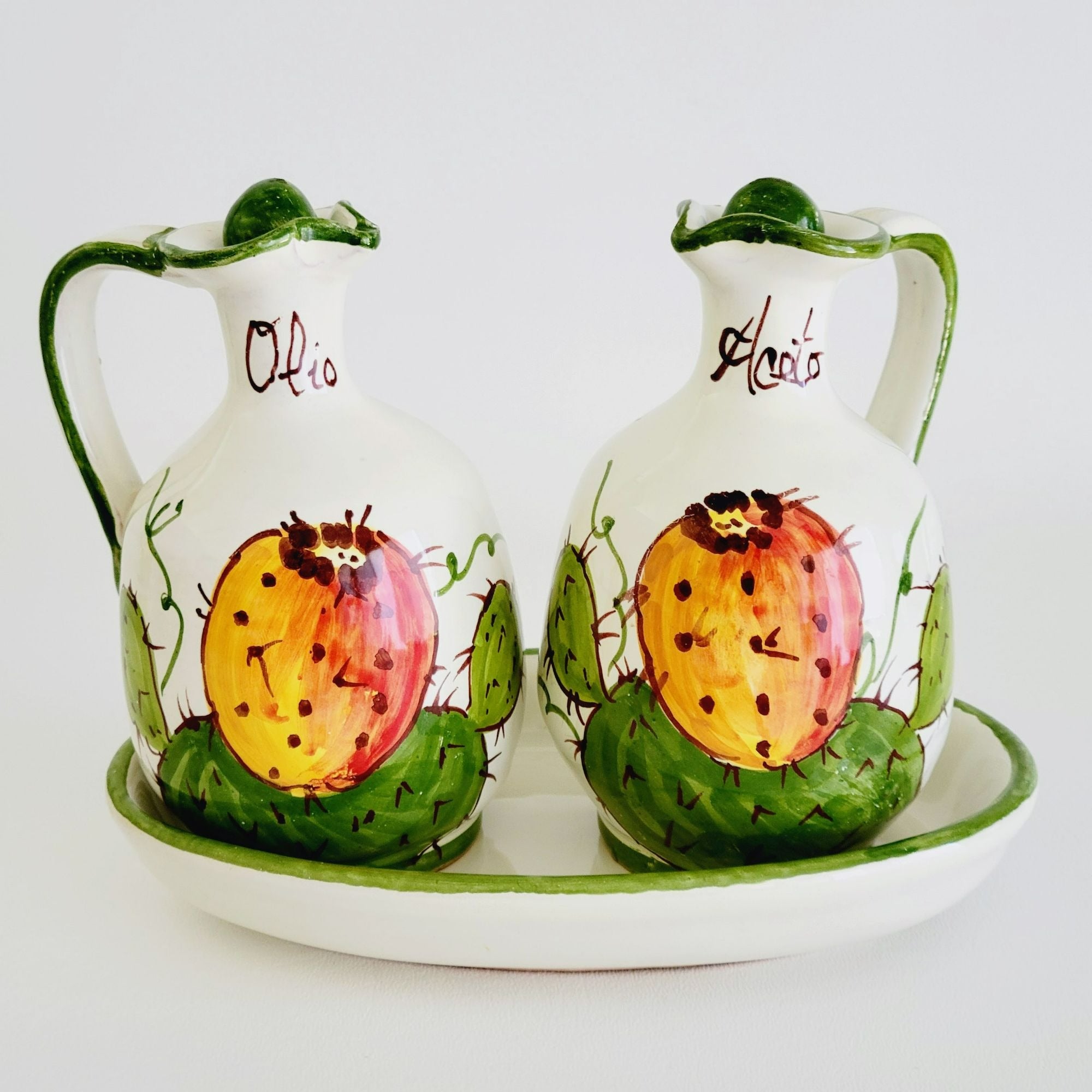 Italian Hand Painted Vinegar & Oil Cruet Tray Set, Santo Stefano Italy ...